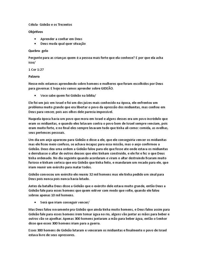 Célula - Gideão e Os Trezentos | PDF