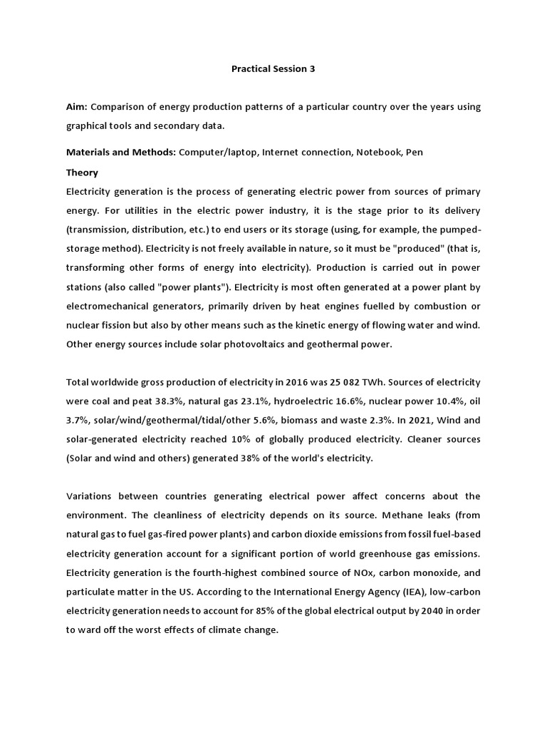 Energy Production Comparison Study Pdf Electricity Generation