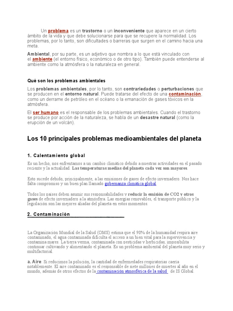 10 Problemas Ambientales Globales | PDF | Contaminación | Entorno natural