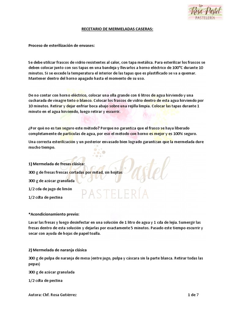 Recetario de Mermeladas Caseras | PDF | Agua | Limonada