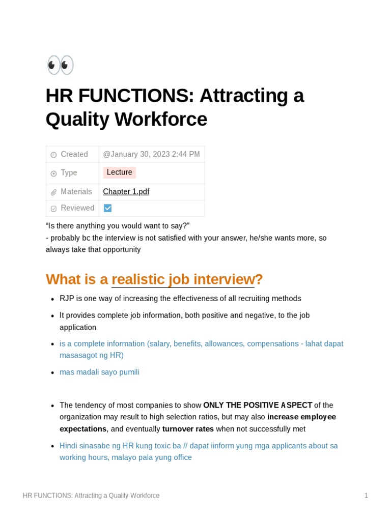 HR FUNCTIONS Attracting A Quality Workforce | PDF | Employment ...