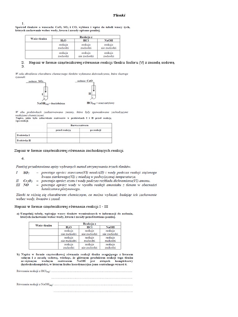 Tlenki - Zadania | PDF