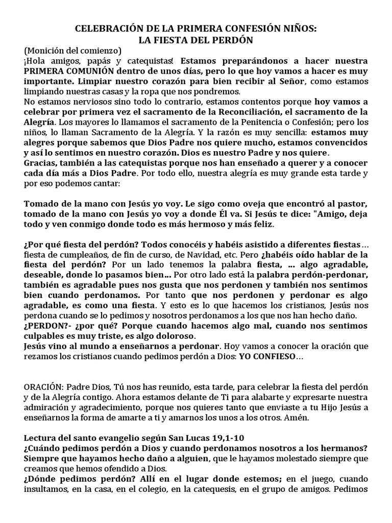 Fiesta del Perdón para Niños | PDF | eucaristía | Misa (liturgia)