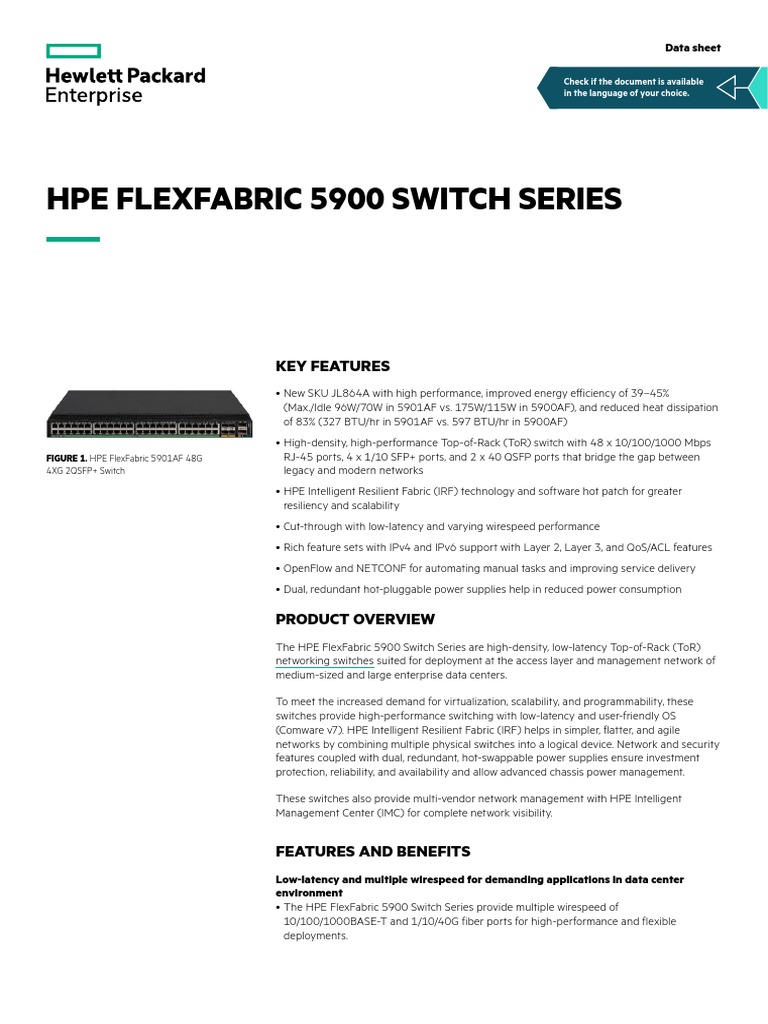 HPE FlexFabric 5900 Switch Series Datasheet | PDF | I Pv6 | Internet ...