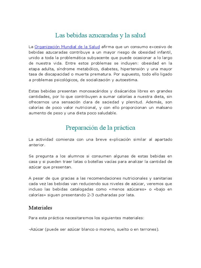 Las Bebidas Azucaradas y La Salud | PDF