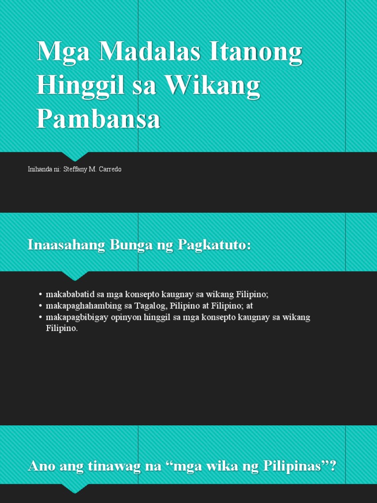 Paksa 3 Mga Madalas Itanong Hinggil Sa Wikang Pambansa | PDF