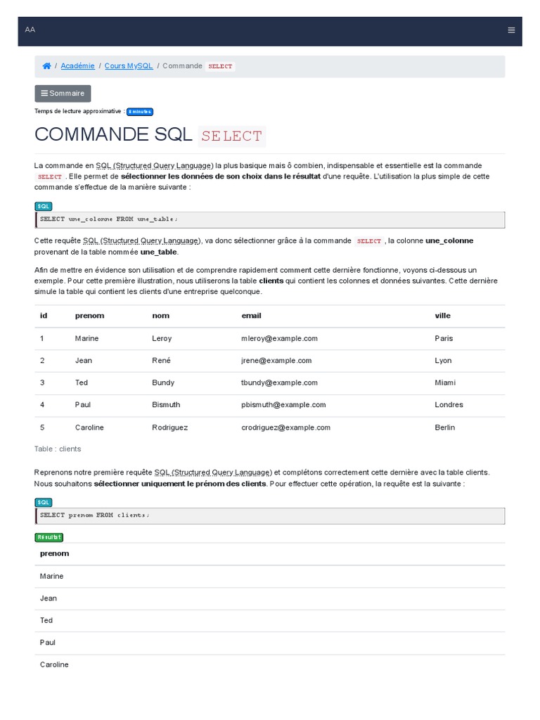 CMD Select | PDF | SQL | MySQL