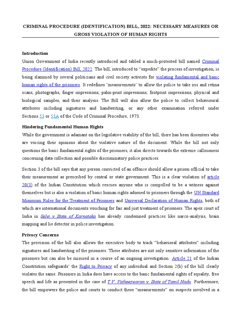 Criminal Identification Procedure Code - Final | PDF | Crimes | Crime ...