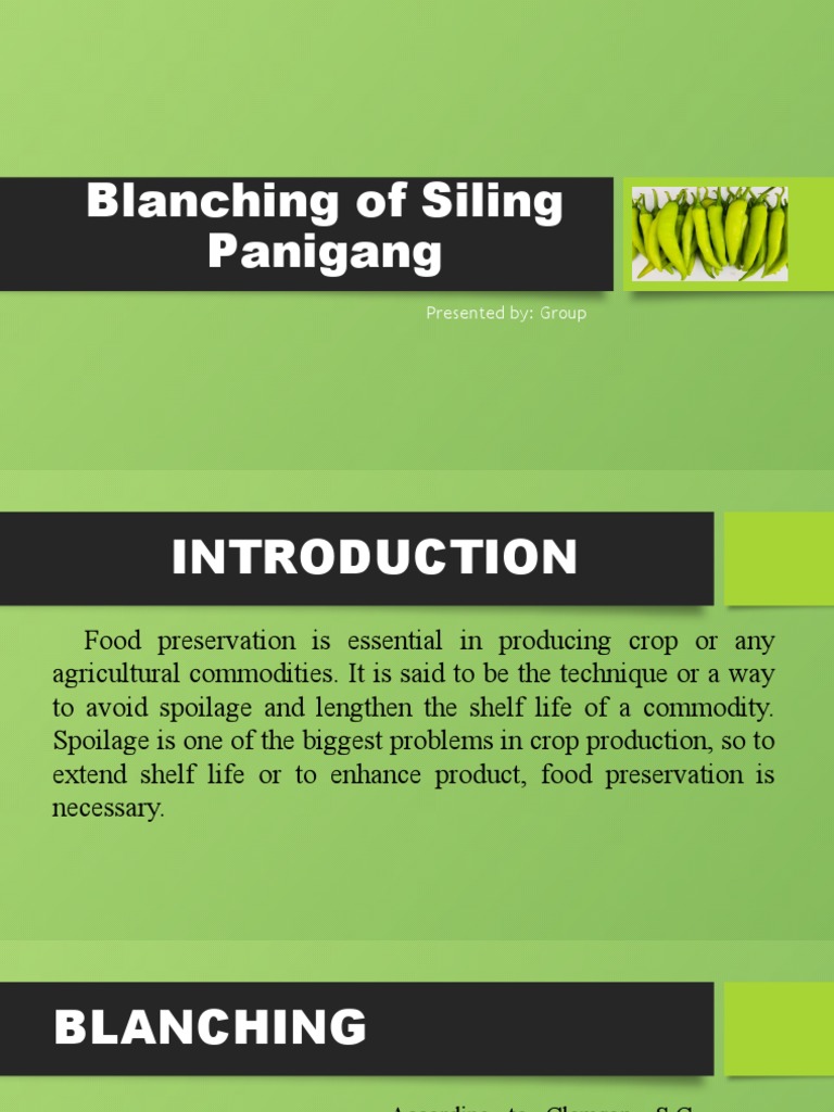 Blanching of Siling Panigang | PDF | Food And Drink | Nutrition