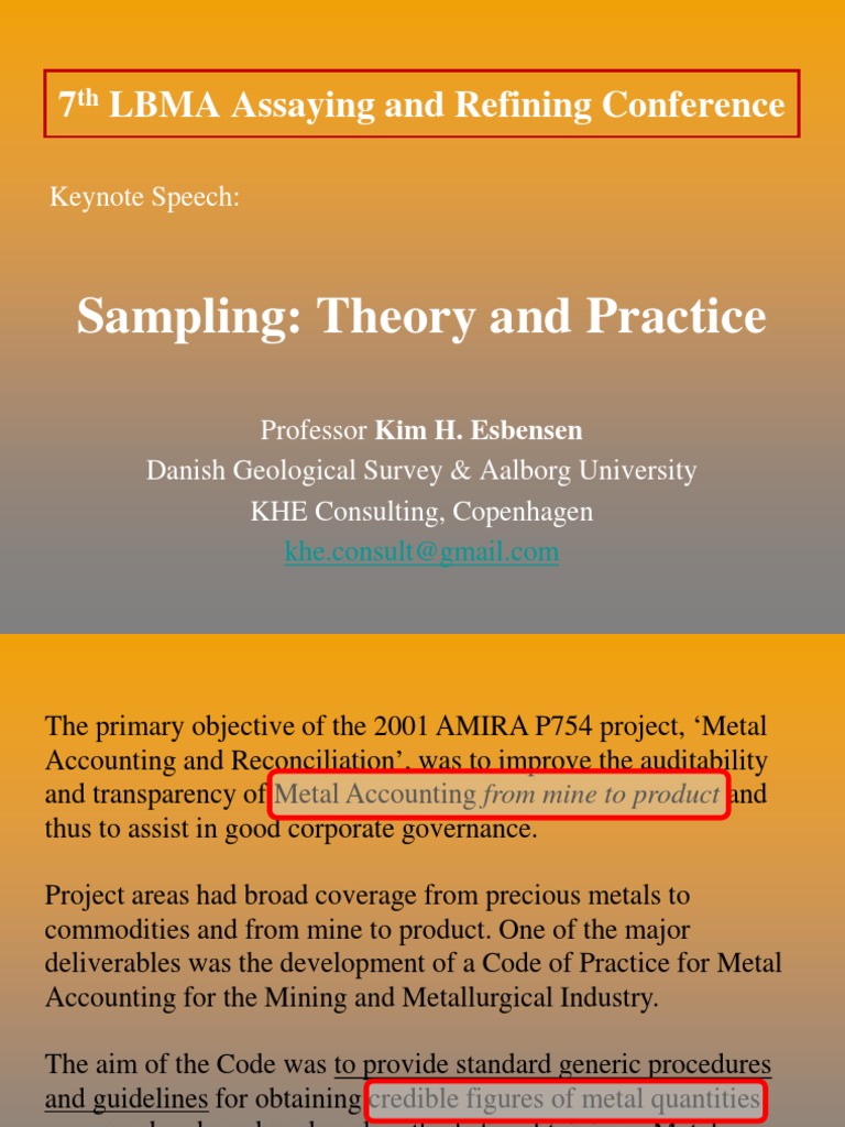 Sampling: Theory and Practice: 7 LBMA Assaying and Refining Conference | PDF | Sampling ...