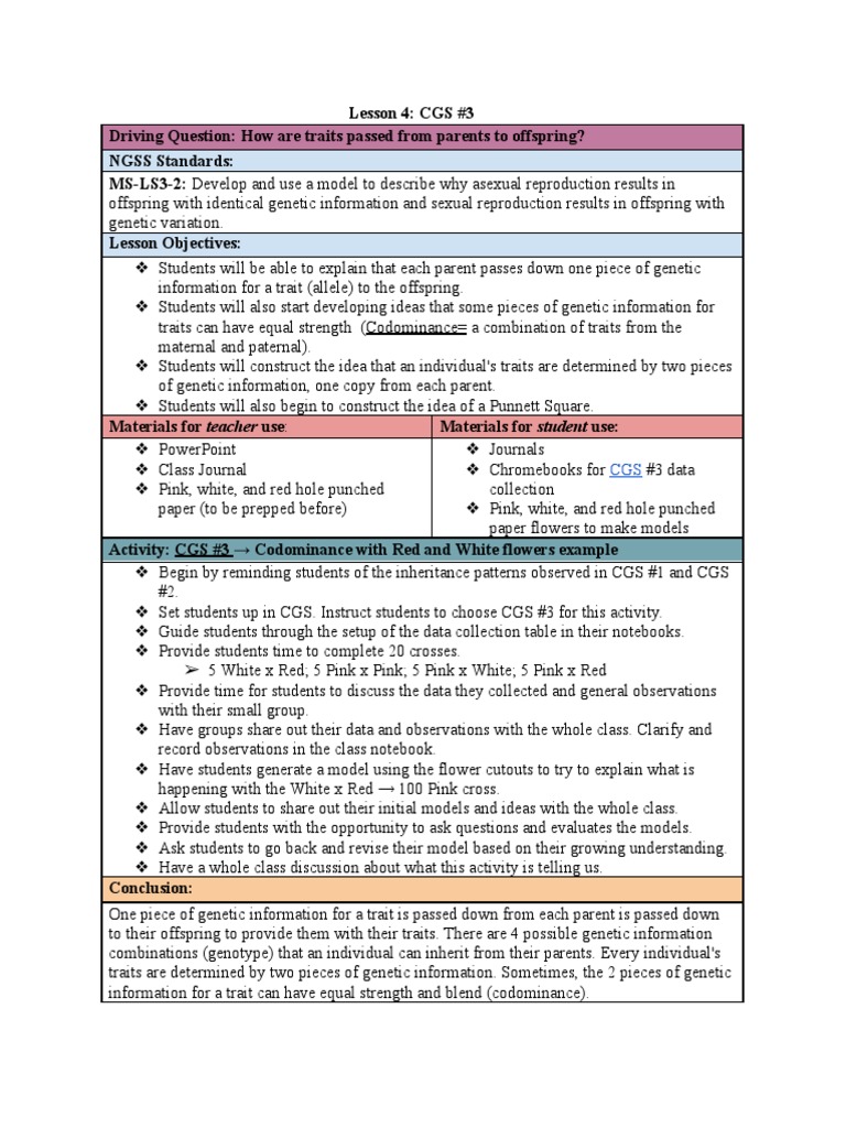 Co-Dominance Lesson Plan | PDF | Heredity | Dominance (Genetics)