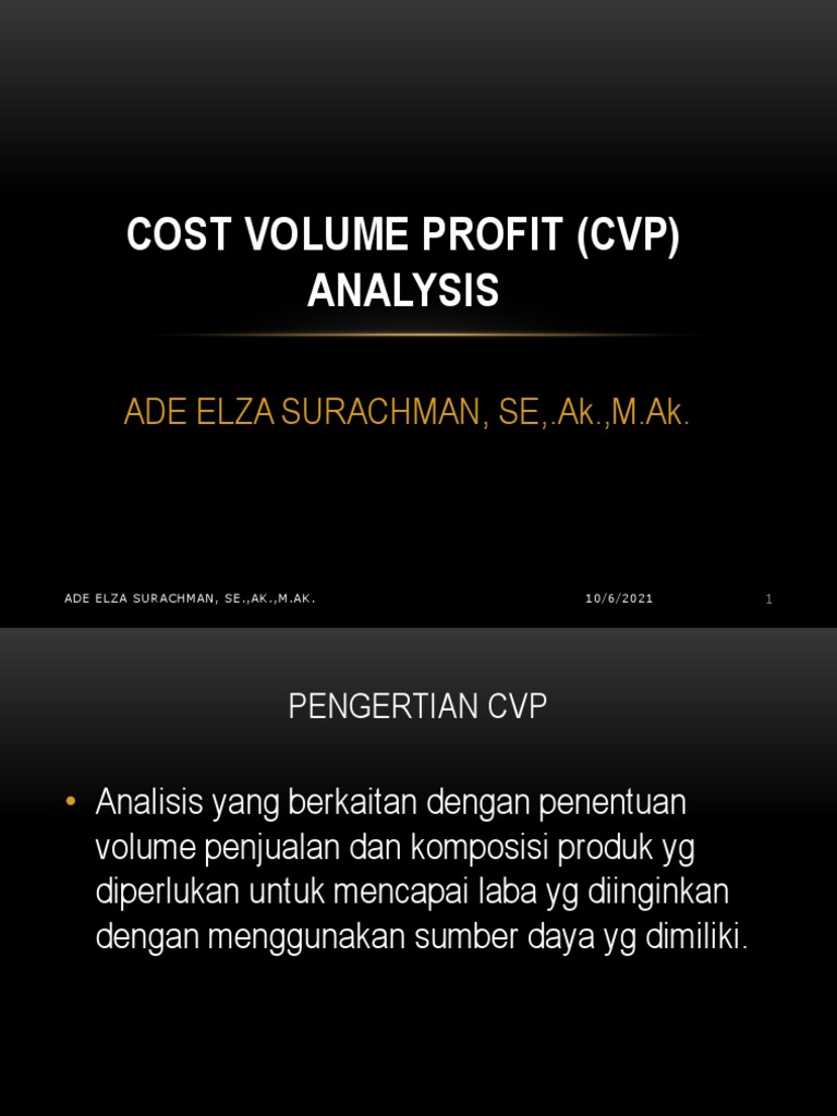 Pertemuan 3 - Cost - Volume - Profit | PDF