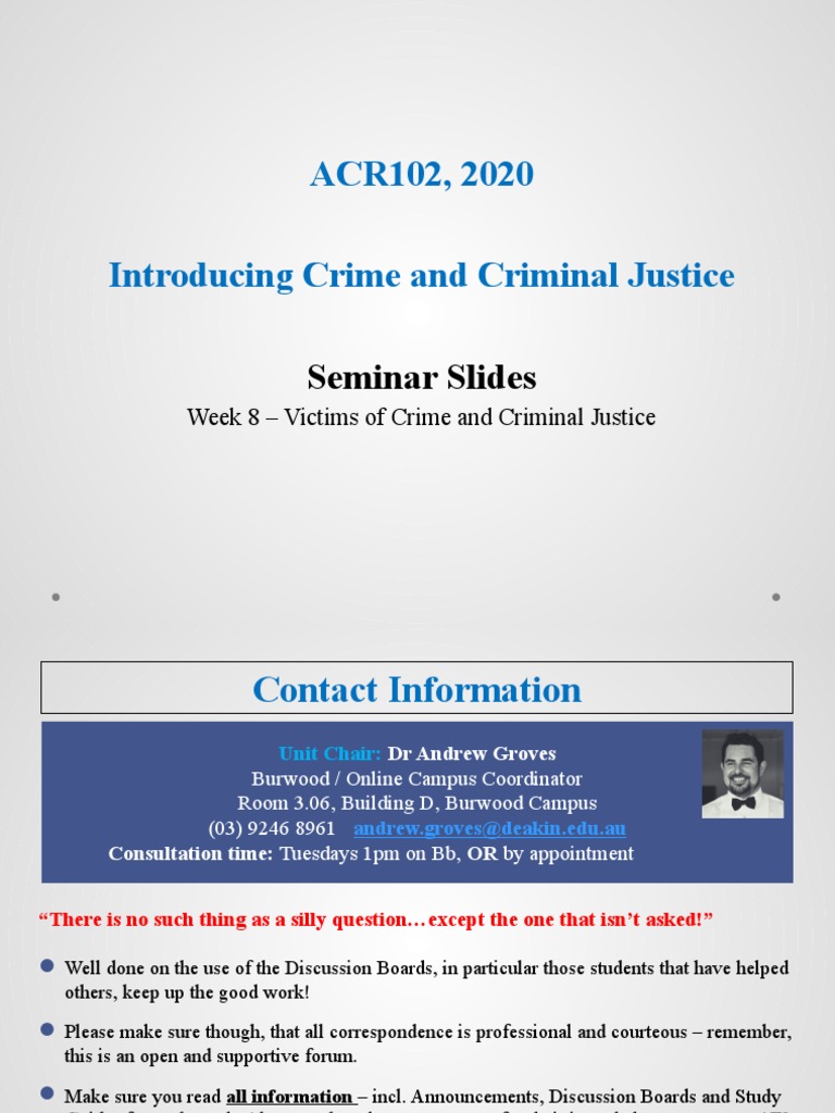 ACR102, 2020 Introducing Crime and Criminal Justice: Seminar Slides ...