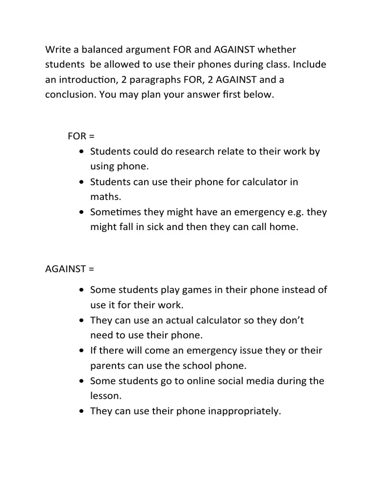 Balanced Argument About Phones | PDF | Career & Growth