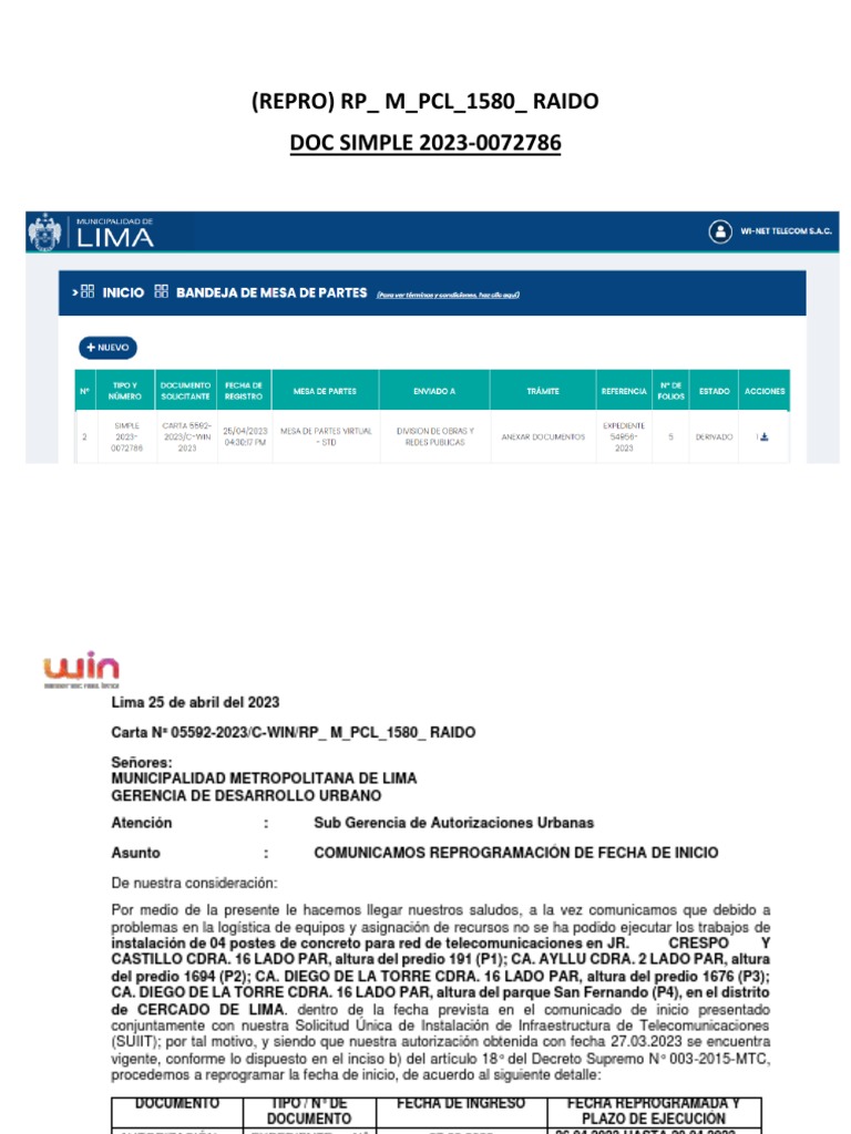 (REPRO) RP - M - PCL - 1580 - RAIDO Doc Simple 2023-0072786 | PDF | Lima