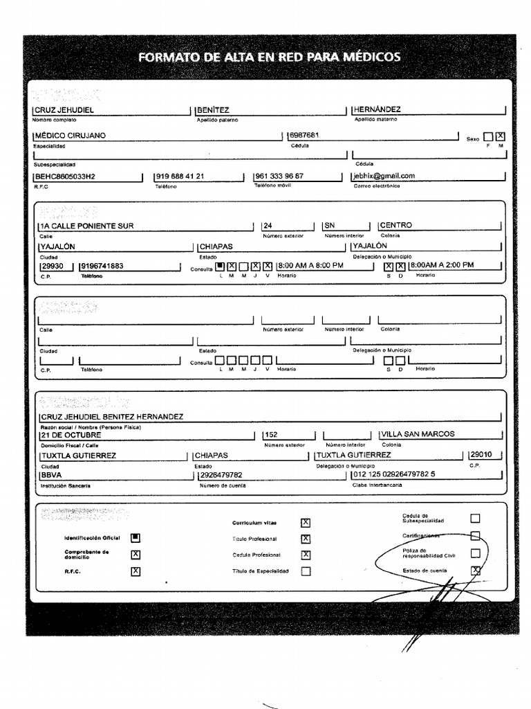 Formulario Alta RED MÉDICOS | PDF