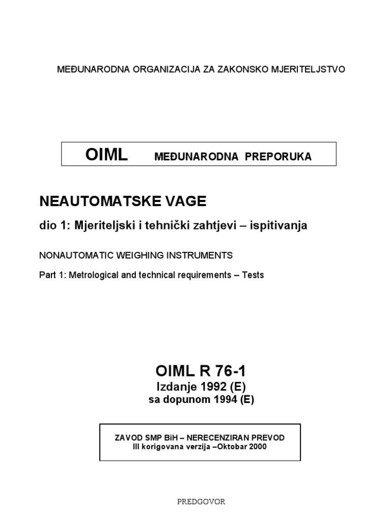 Oiml R 76-1 | PDF