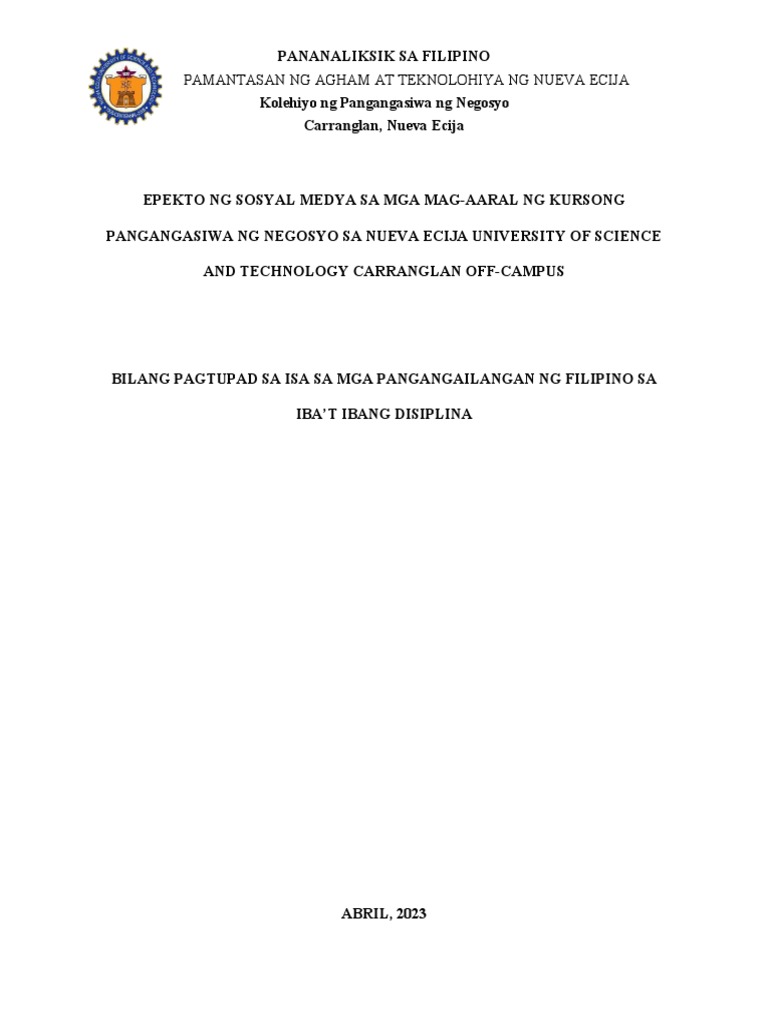 Pananaliksik Draft 2 Pdf