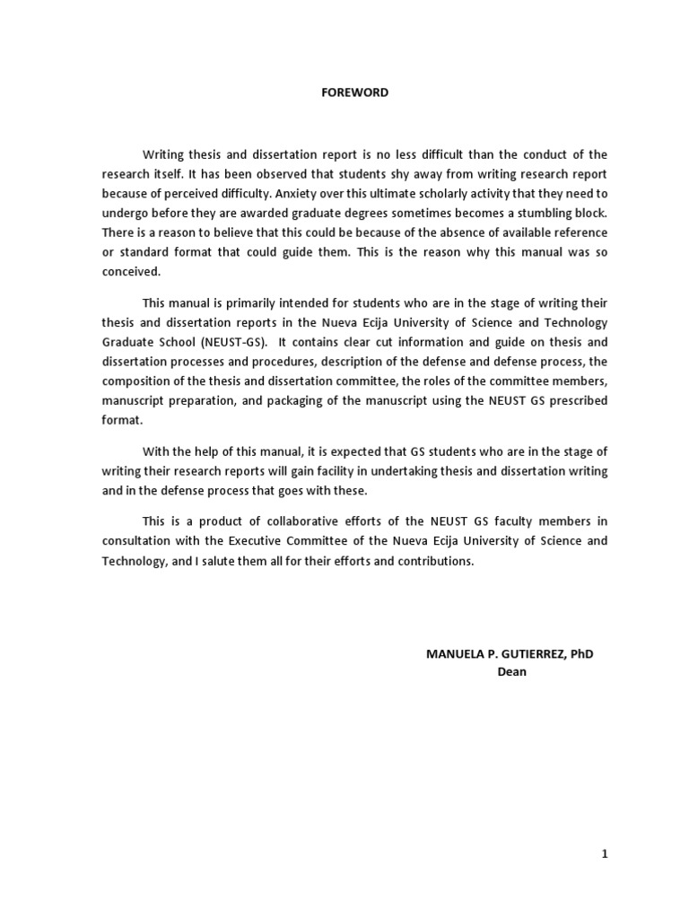 Thesis and Dissertation Manual Final | PDF