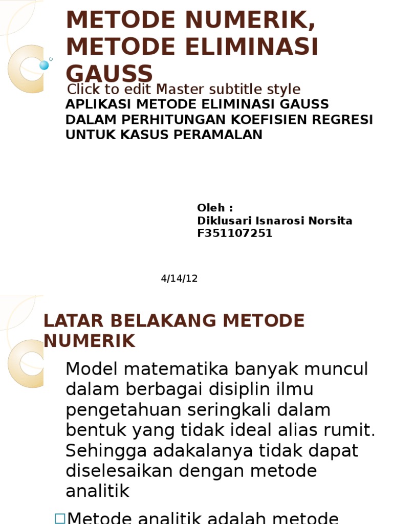 Metode Numerik, Metode Eliminasi Gauss | PDF