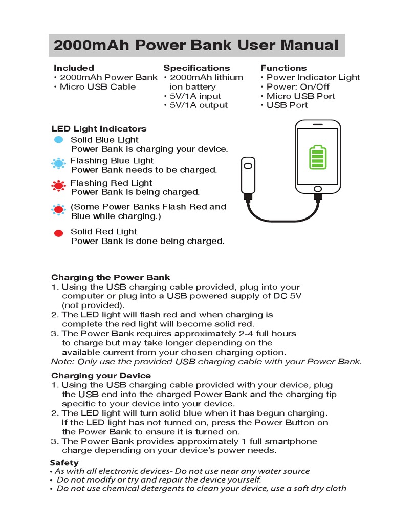 Powerbank - 2000mah Instructions | PDF