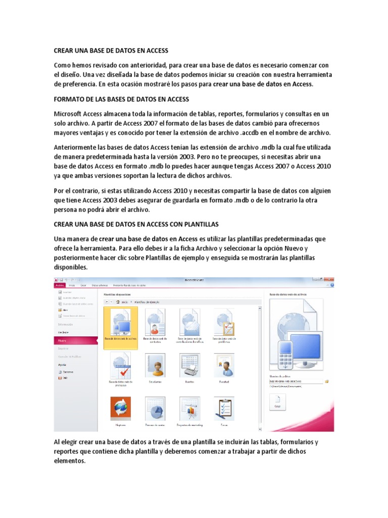 Crear Una Base de Datos en Access | PDF | Bases de datos | Archivo de computadora