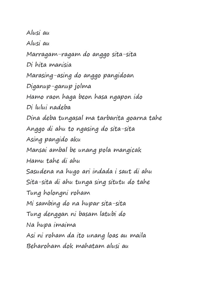 Lirik Alusi Au | PDF