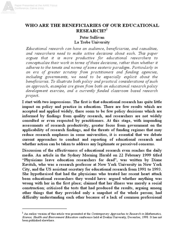Who Are The Beneficiaries of Our Educational Research? | PDF | Teachers ...
