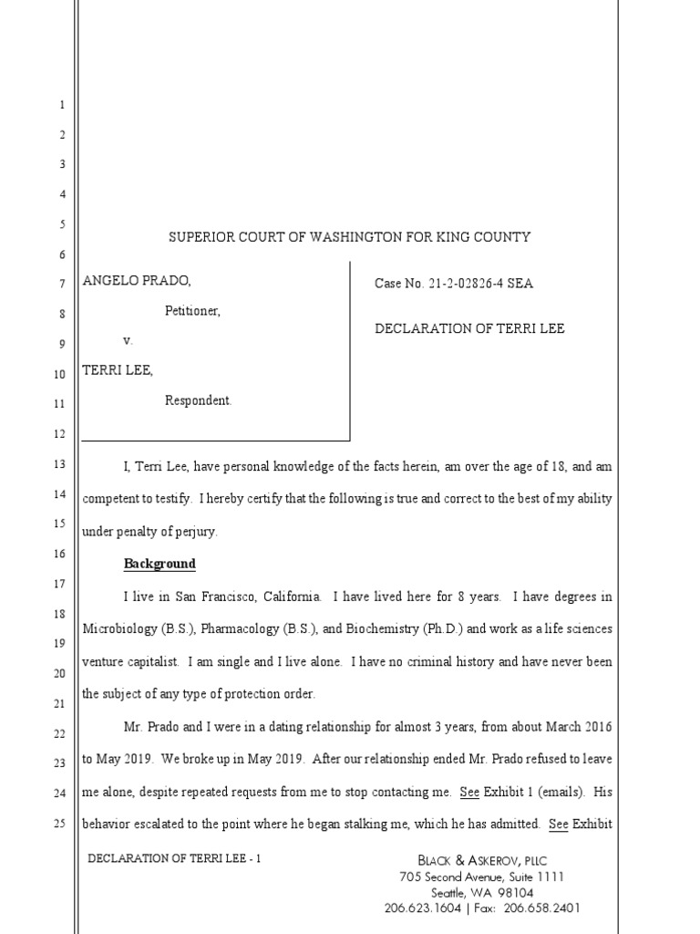 Angelo Prado v. Terri Lee DV Protection Order | PDF | Restraining Order ...