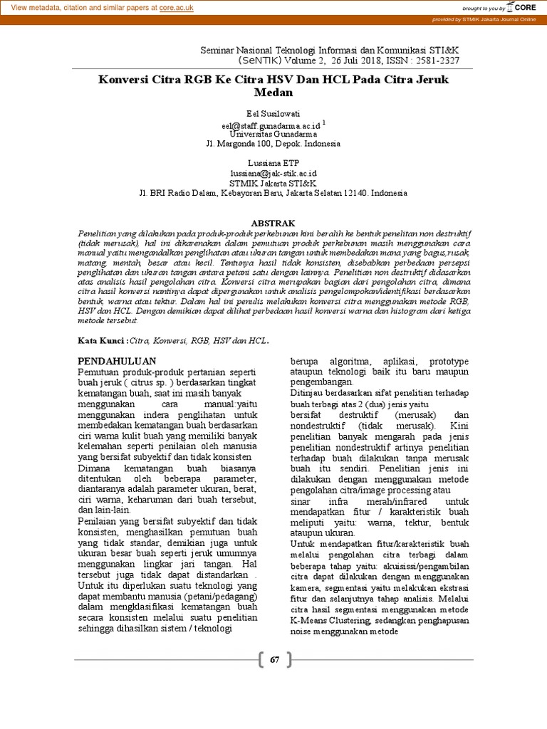 Konversi Citra RGB Ke Citra HSV Dan HCL Pada Citra Jeruk Medan | PDF