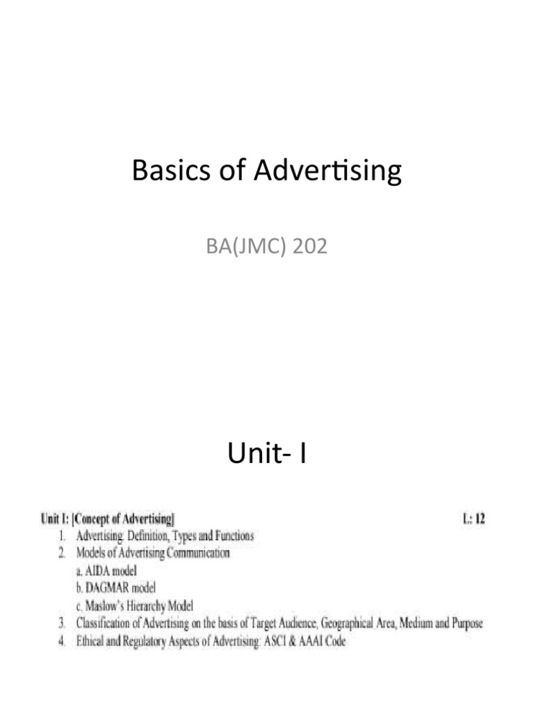 Basics of Advertising 202 | PDF | Advertising | Brand