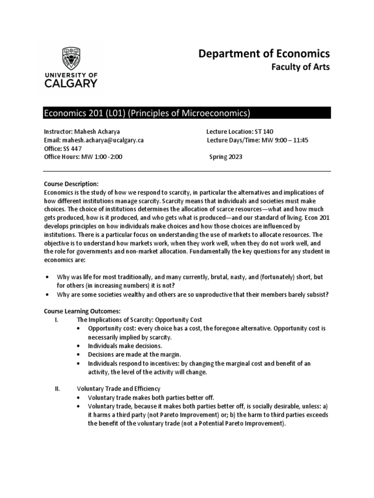 ECON201 P2023 LEC1 Outline | PDF