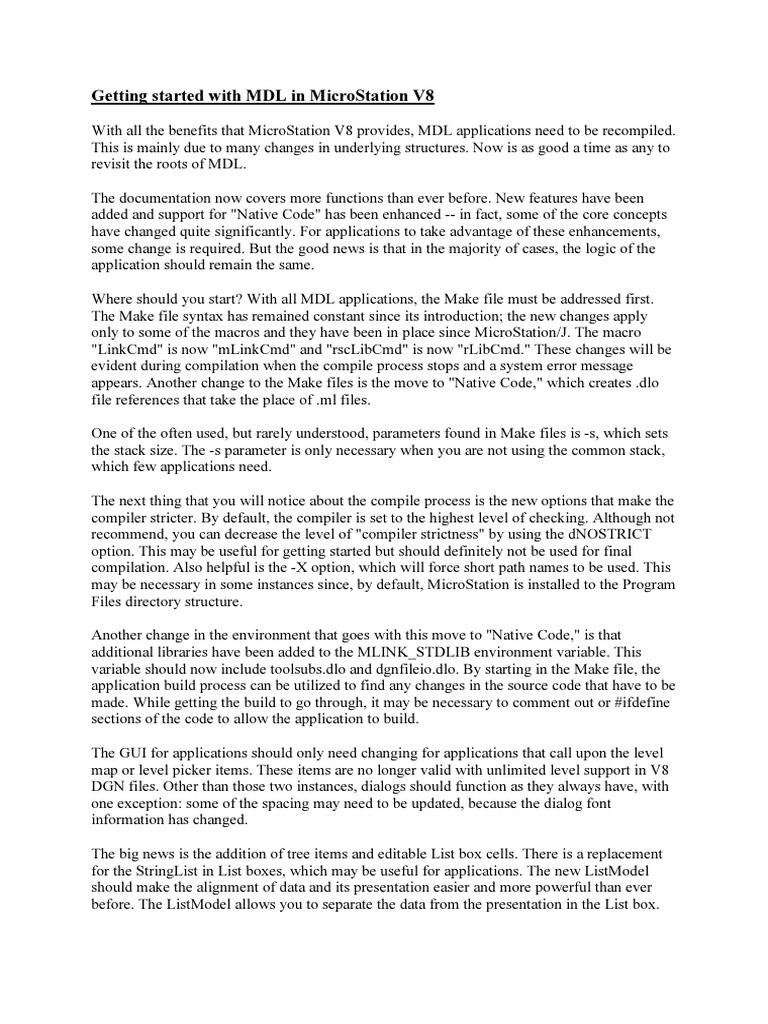 Getting Started With MDL in MicroStation V8 | PDF | Computers