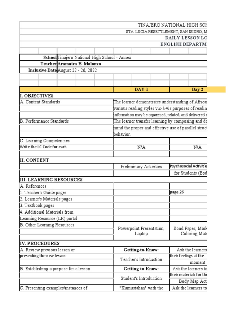 Grade-8-ENGLISH-DLL 5 | PDF | Learning | Citation