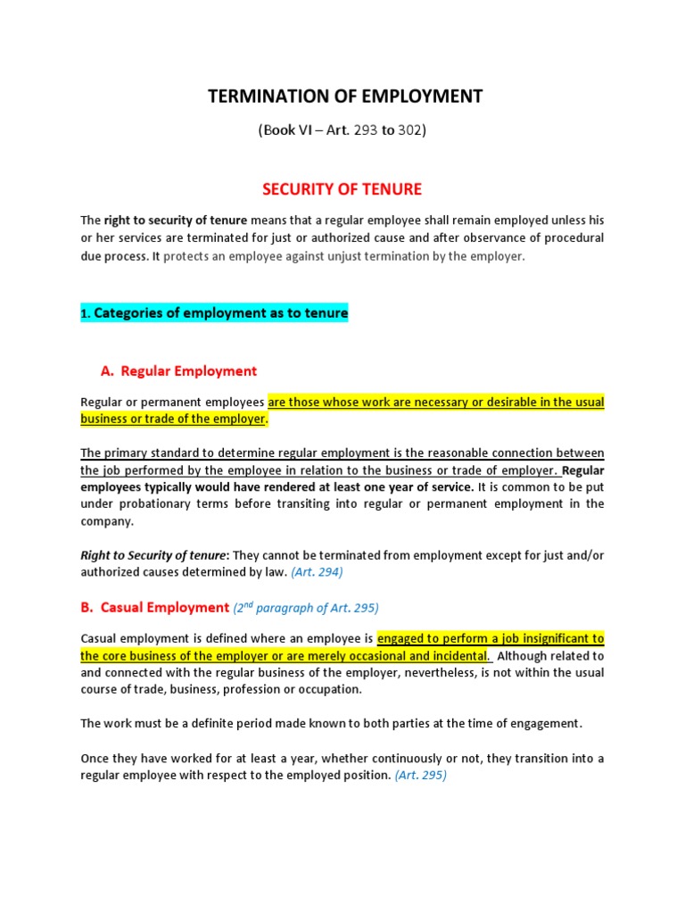 Termination of Employment | PDF | Employment | Legal Liability