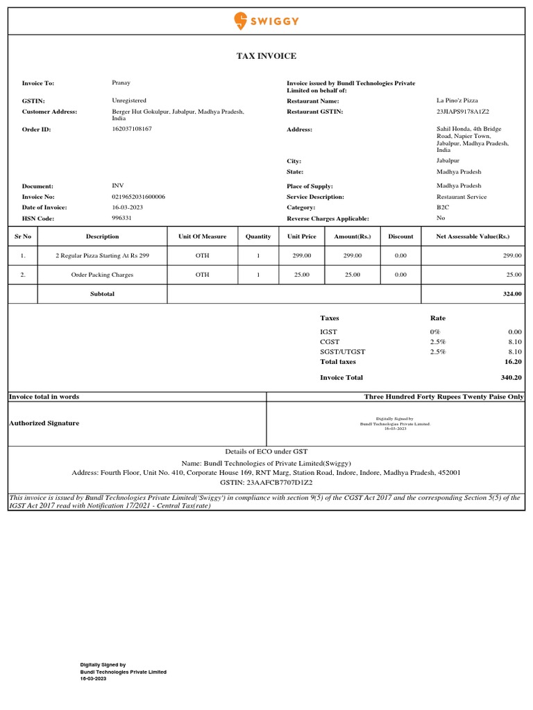 Tax Invoice: Taxes Rate | PDF | Invoice | Public Finance