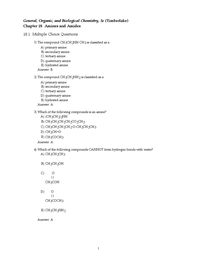 Chapter18 - Amines and Amides | PDF | Amine | Acid
