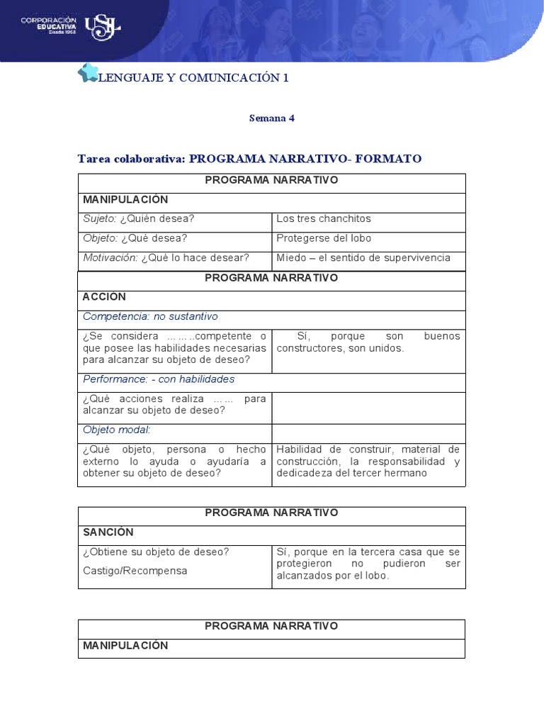 Formato de Programa Narrativo | PDF