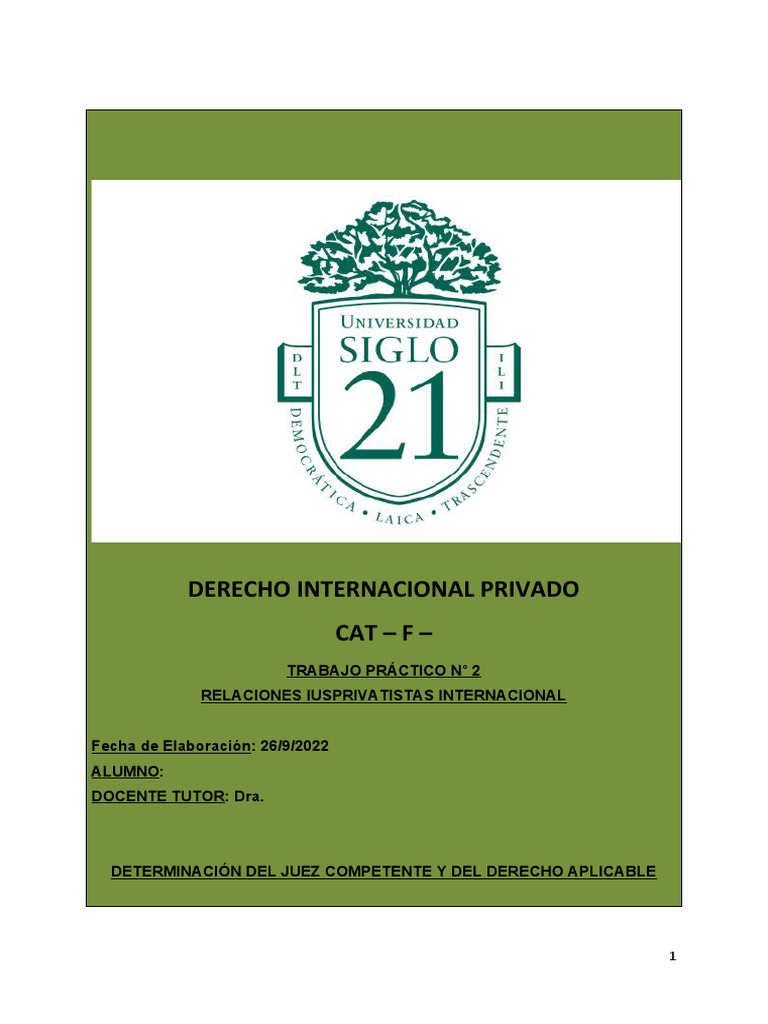 TP N°2 DIPr | PDF | Jurisdicción | Juez
