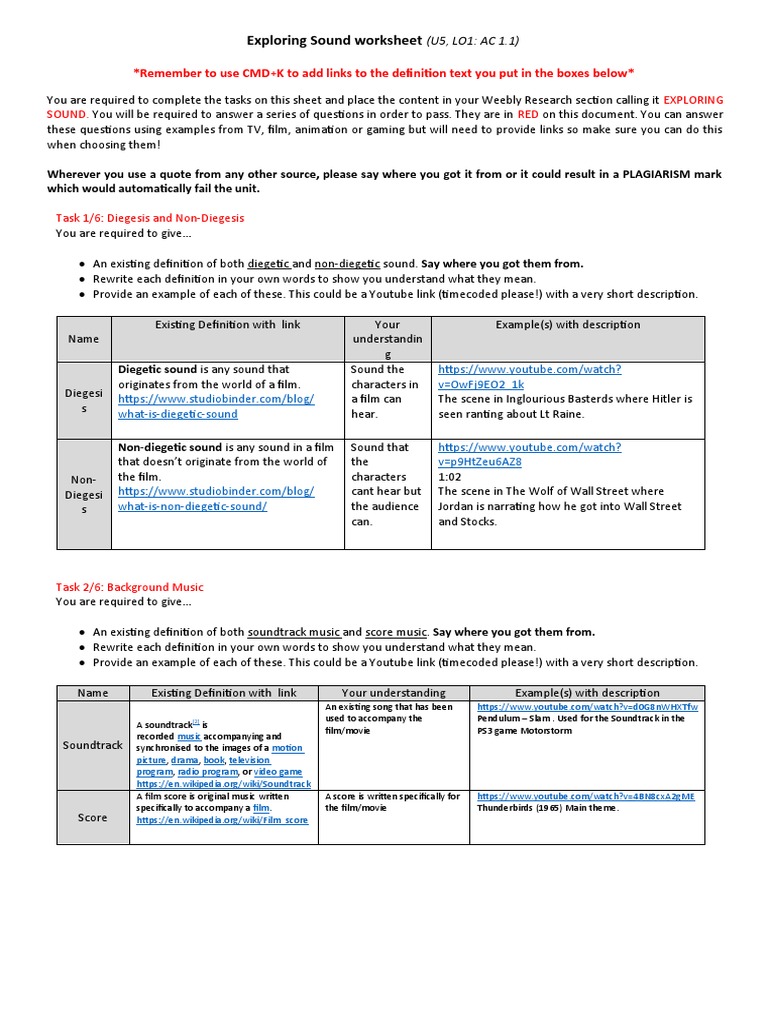 Exploring Sound Worksheet 5 1 1 1 | PDF | Microphone | Distortion