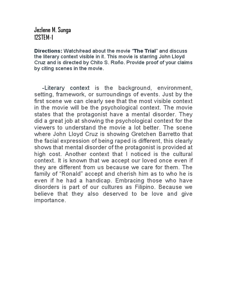 Psychological and Cultural Contexts in "The Trial | PDF