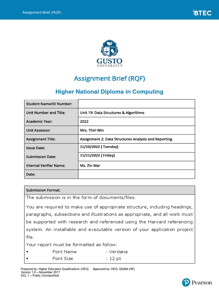 DSA - Assignmant 2 - Brief - HND-36 | PDF | Algorithms | Computer Programming