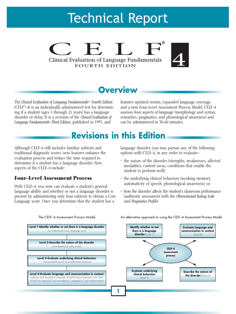 CELF 4 Tech Report | Word | Educational Assessment