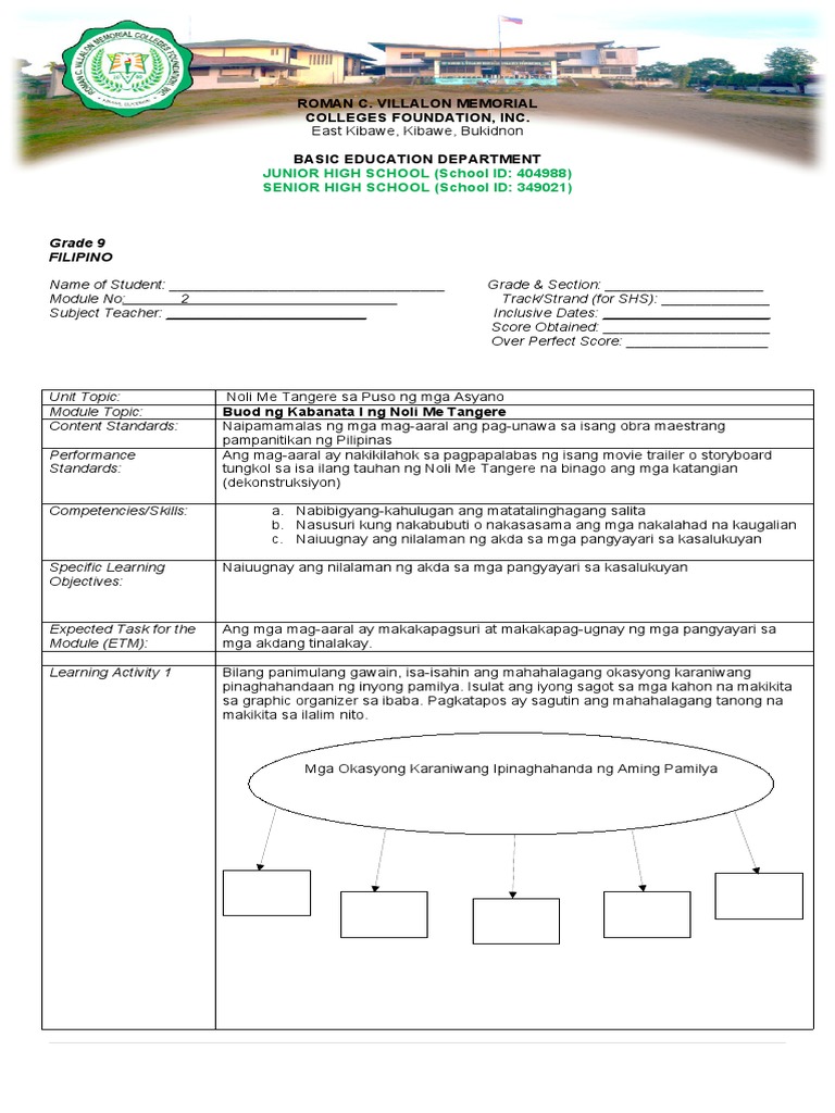 Roman C. Villalon Memorial Colleges Foundation, Inc. Basic Education ...