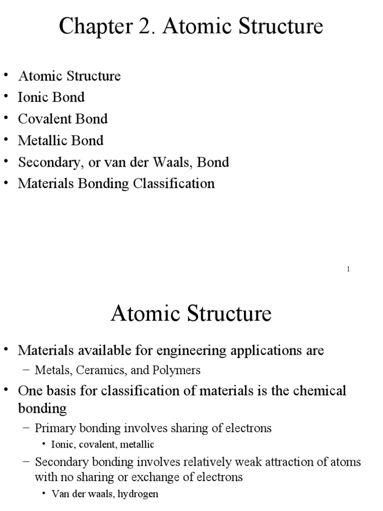 Chapter 2. Atomic Structure | PDF | Chemical Bond | Ion
