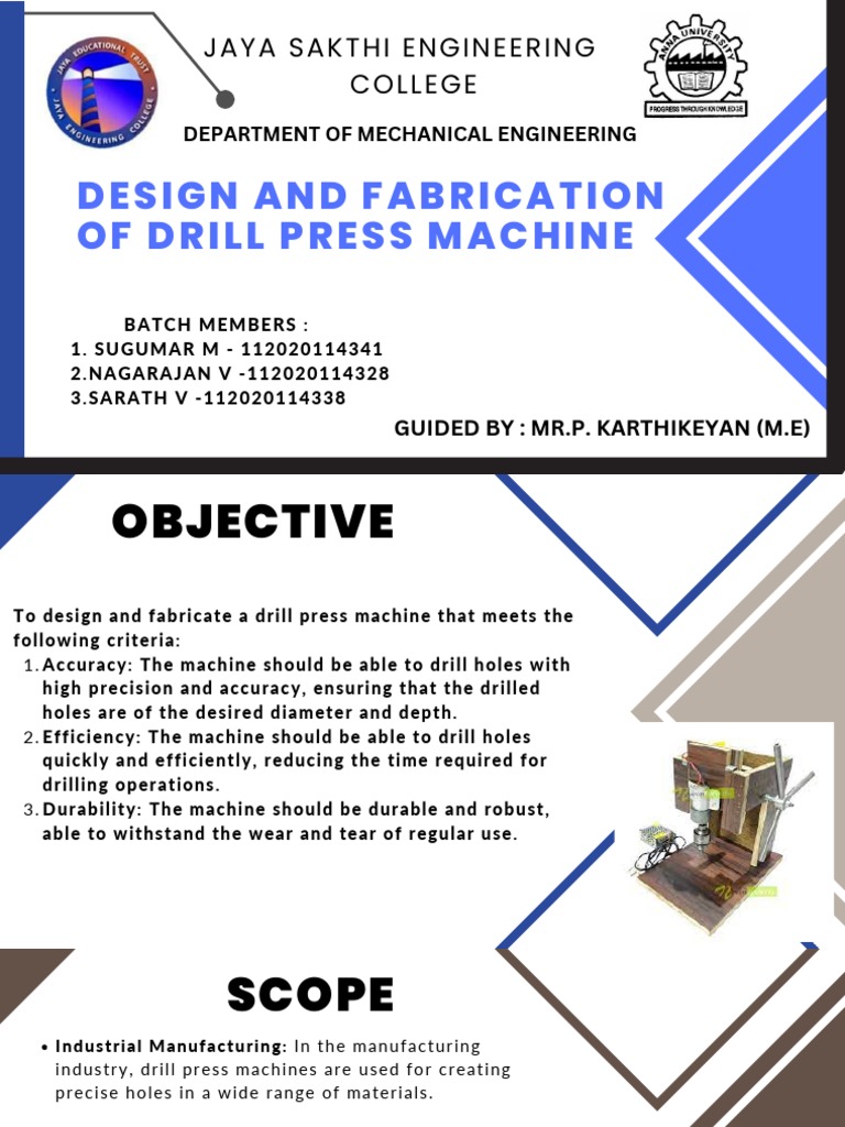 Design and Fabrication of Drill Press Machine | PDF | Drill | Drilling