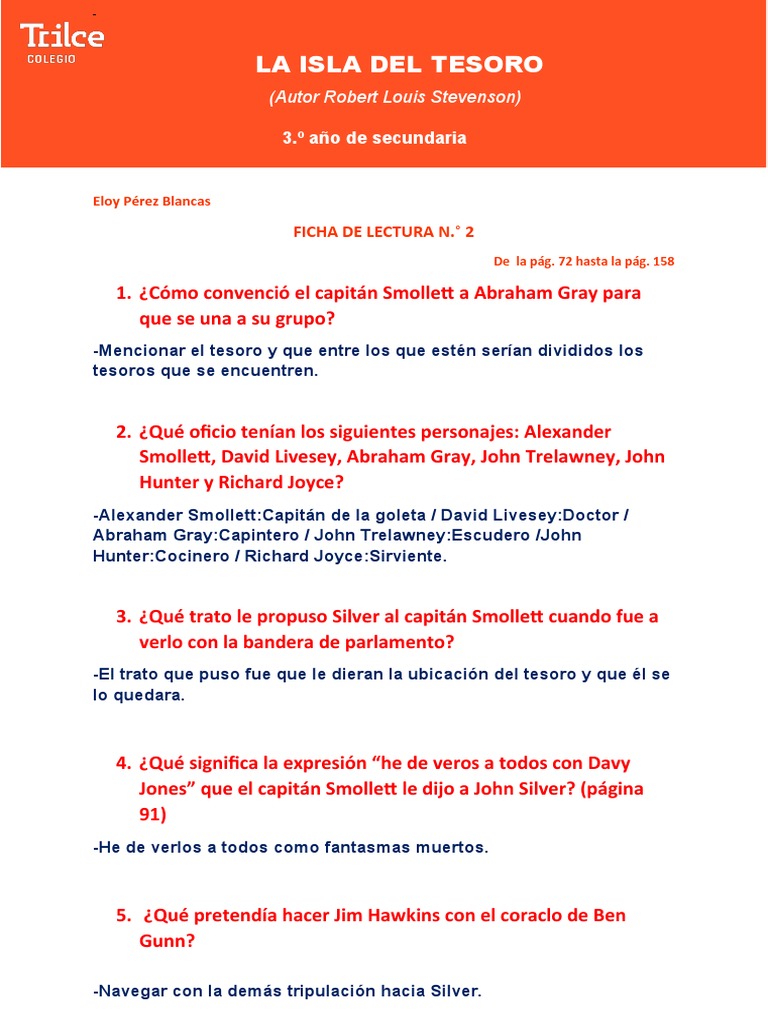 3ro Sec - Libro 1 - Ficha 2 | PDF | Isla del tesoro