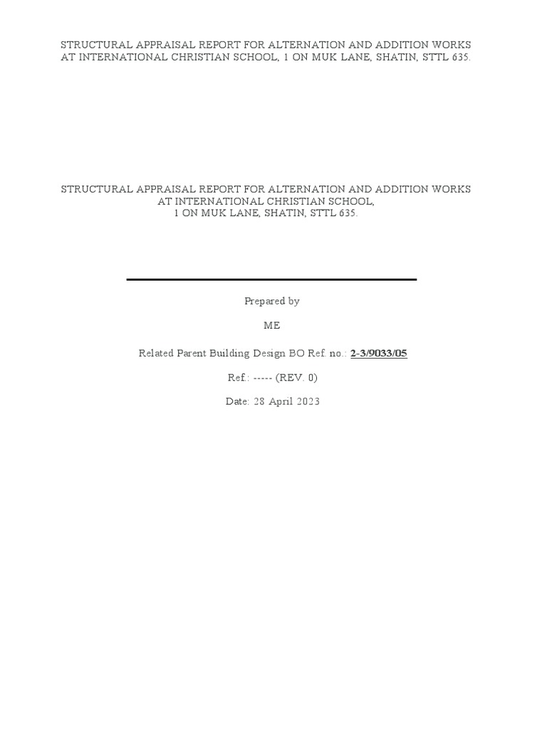 Structural Appraisal Report | PDF | Safety