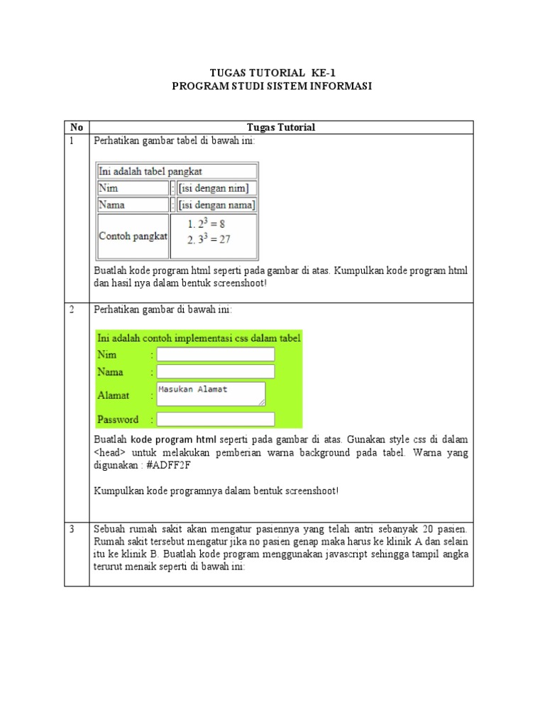 Tugas Tutorial HTML dan JavaScript SI | PDF