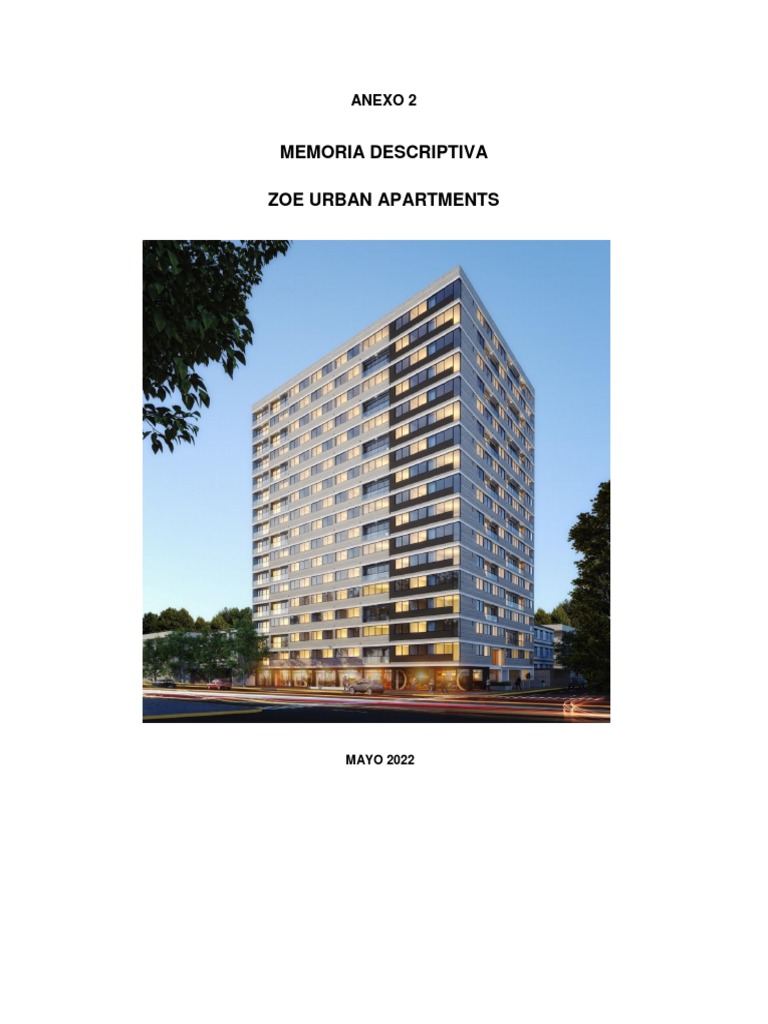 Memoria Descriptiva Zoe Urban Apartments: Anexo 2 | PDF | Estufa de cocina | edificio